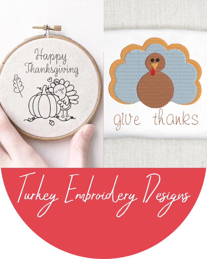 11 Embroidered Turkey Designs For Fall Fun - meshthread.com