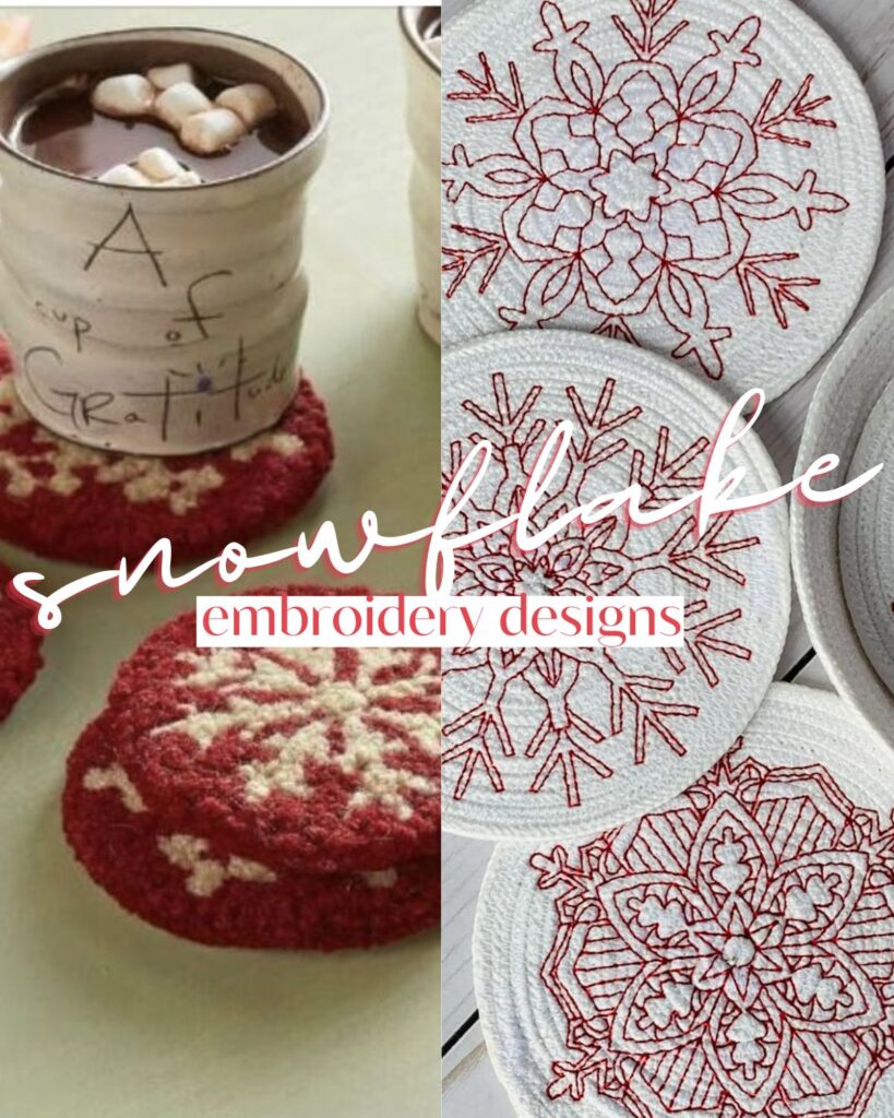 9 Adorable Embroidered Christmas Coasters - meshthread.com