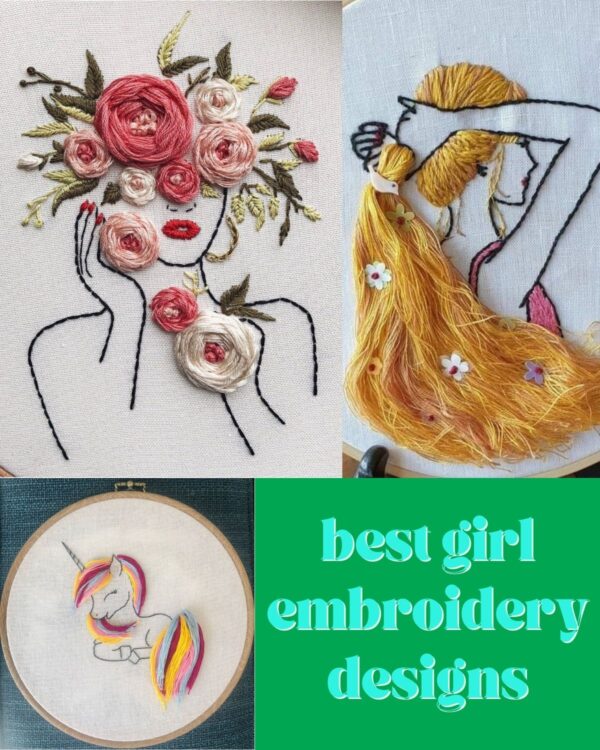 11 Girl Embroidery Designs - Best Feminine Projects - meshthread.com